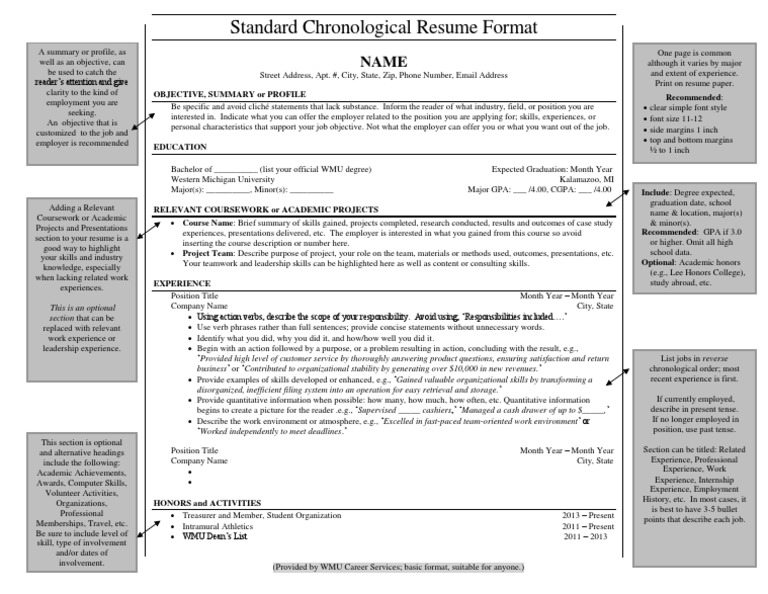 Chronological Resume Template Download PDF | PDF | Résumé | Employment
