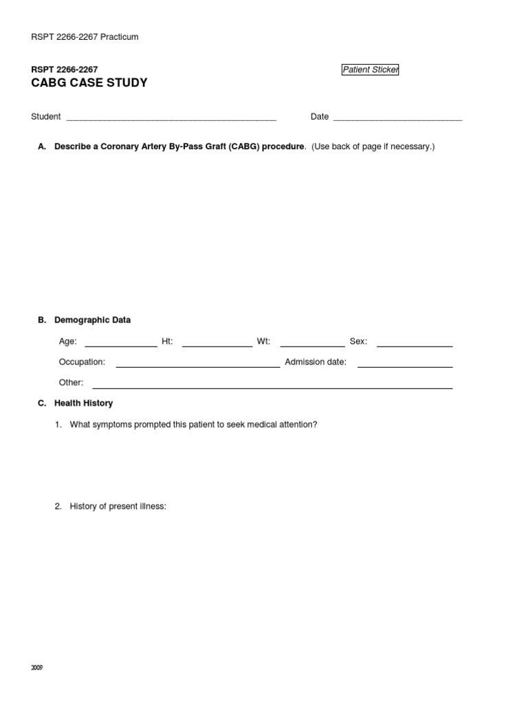 Cabg Case Study: RSPT 2266-2267 | PDF | Coronary Artery Bypass Surgery ...