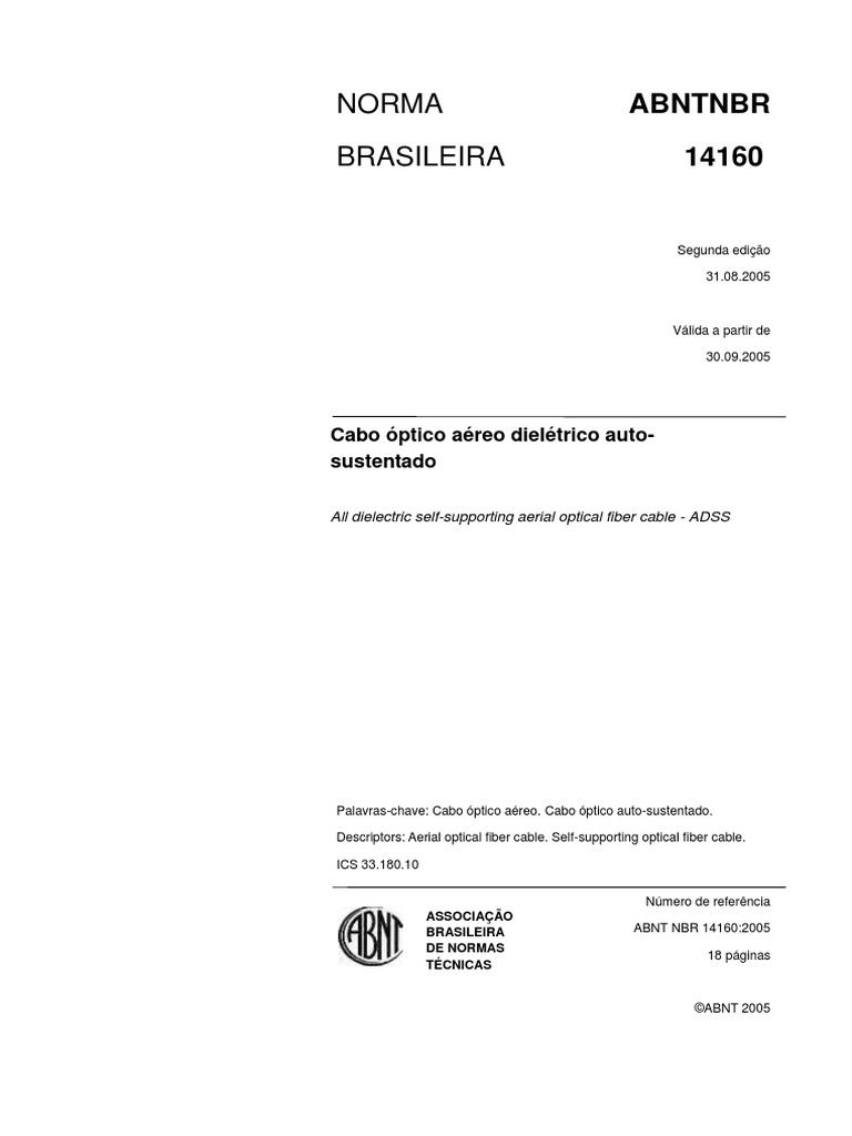 Cfoa-sm-As Abnt NBR 14160 | PDF | Fibra ótica | Kernel (sistema ...