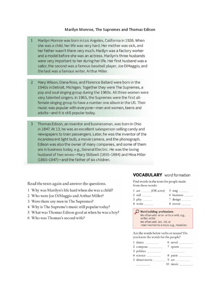 Marilyn Monroe The Supremes and Thomas Edison | PDF