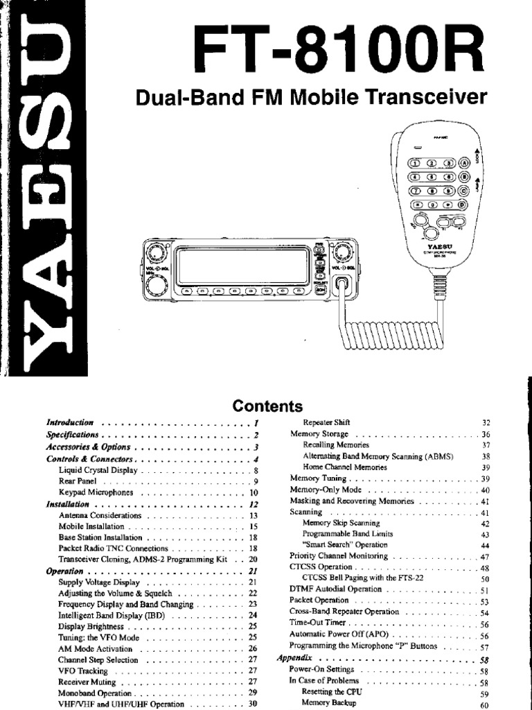 Yaesu FT 8100 User Manual PDF | PDF