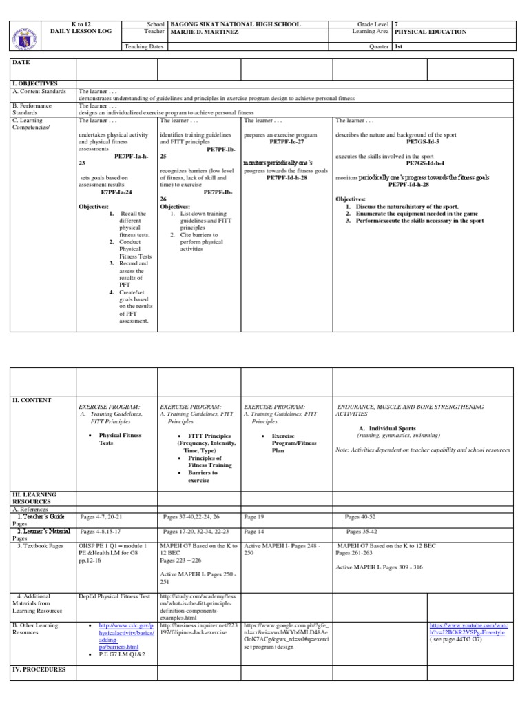 K to 12 Exercise Program Design | PDF | Physical Fitness | Physical ...