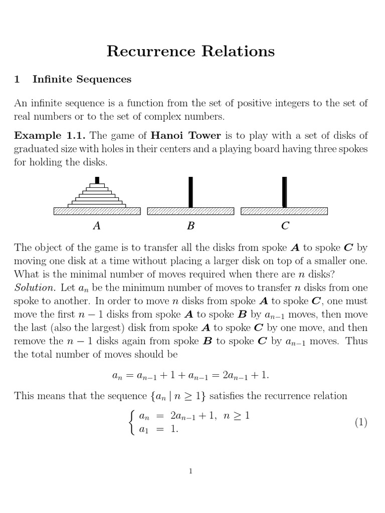 Recurrence Relations: Solution. Let A | PDF | Recurrence Relation | Discrete Mathematics