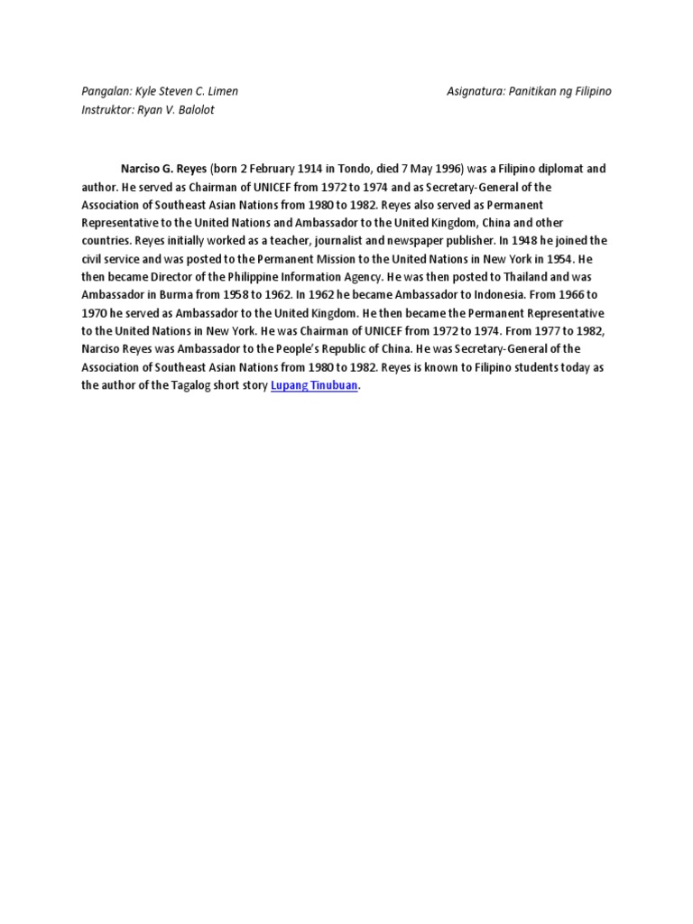 Narciso G. Reyes Biography | PDF