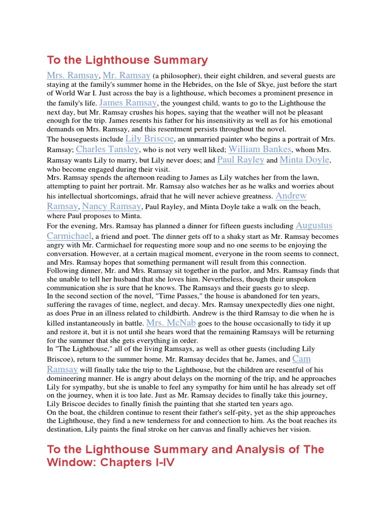 To The Lighthouse | PDF | To The Lighthouse | Narration