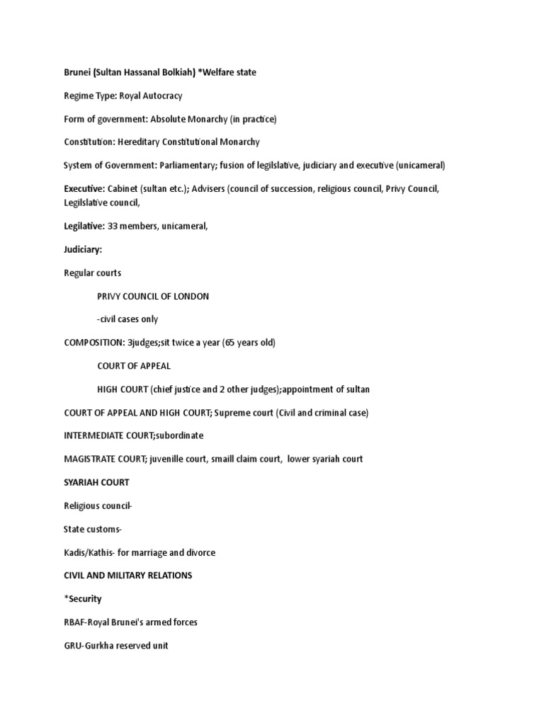 An Overview of Brunei's Absolute Monarchy and Welfare State System of ...