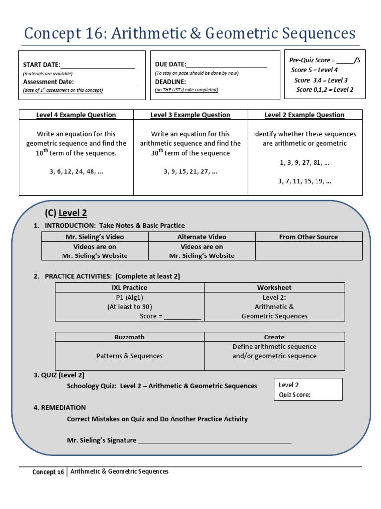 8th Arithmetic and Geometric Sequences PDF | PDF | Arithmetic | Geometry