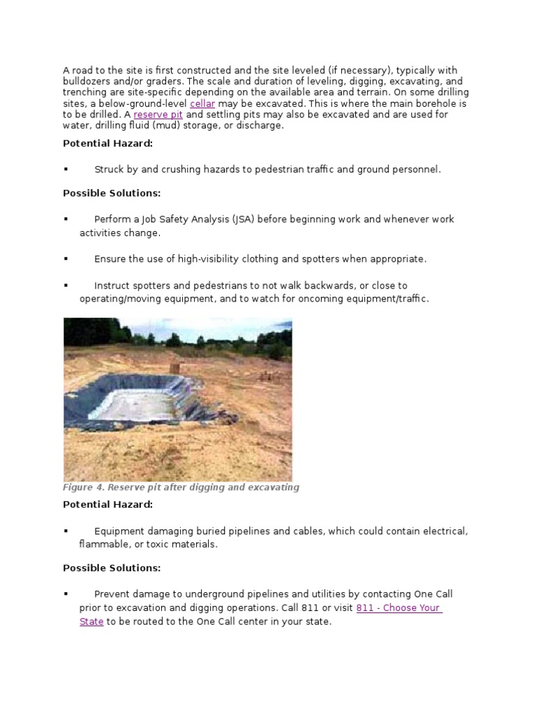 Cellar Reserve Pit: Potential Hazard | PDF | Dust | Personal Protective ...