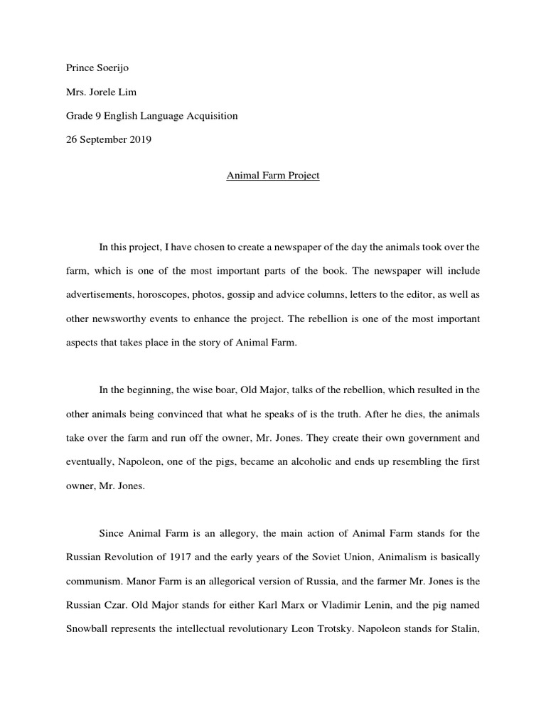 Animal Farm Project | PDF