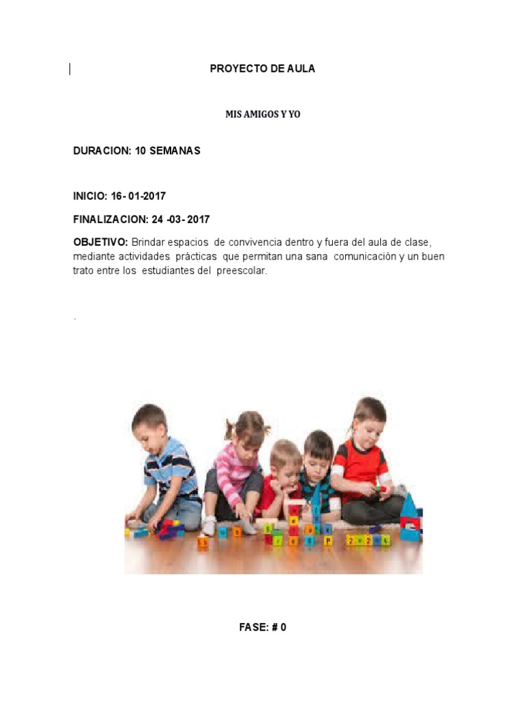 Proyecto de Aula Mis Amigos y Yo | PDF | Educación de la primera ...