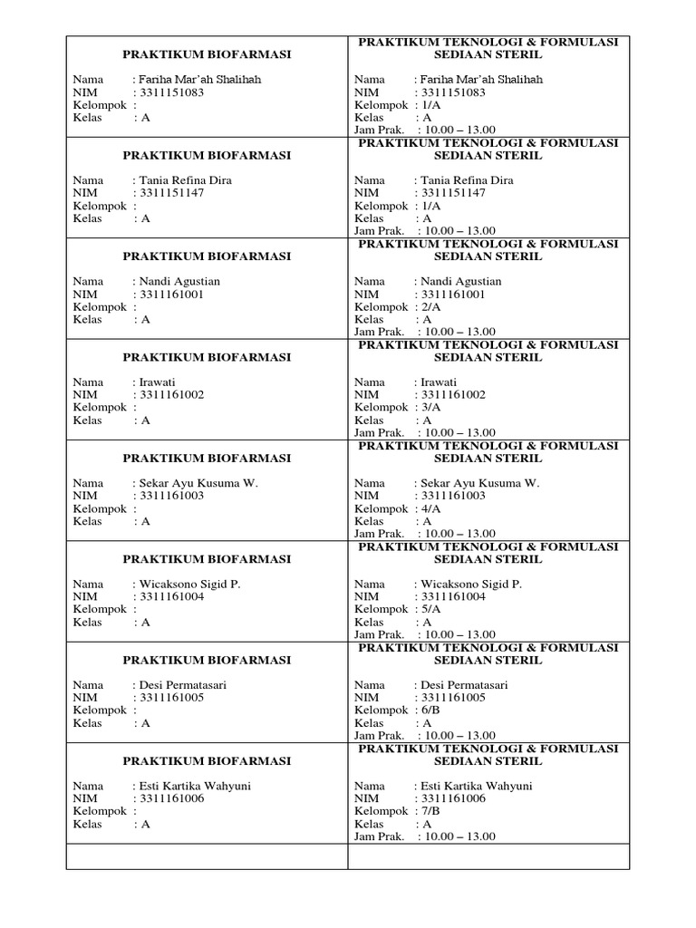 Label Prak. Steril & Biofarmasi | PDF