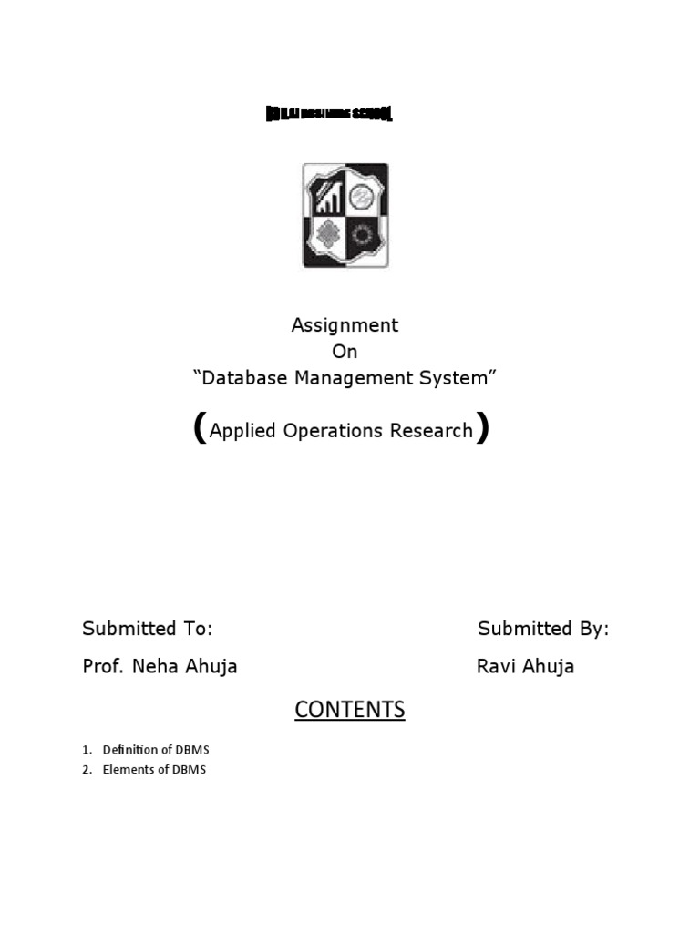 Assignment On DBMS | PDF | Databases | Information Management