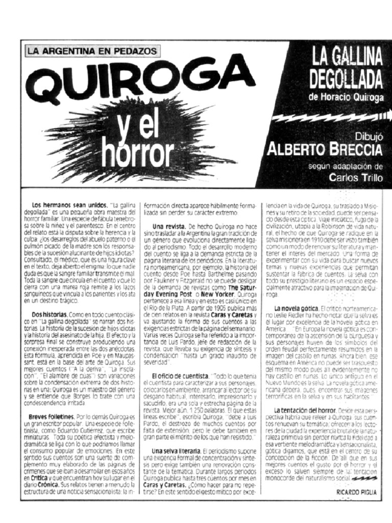 La Gallina Degollada Horacio Quiroga Version de Alberto Breccia | PDF