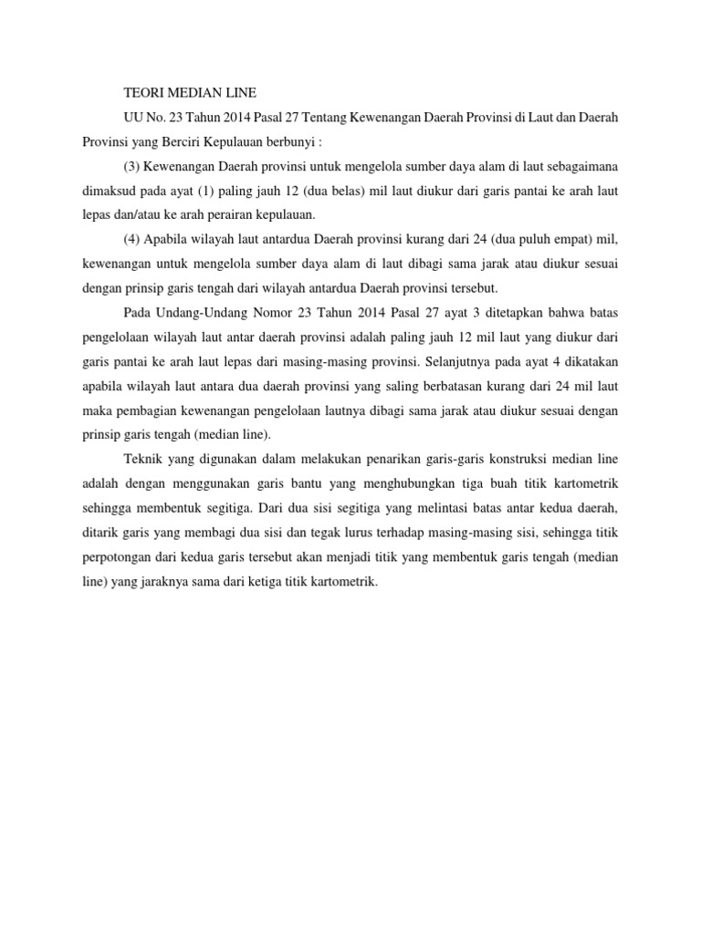 Penarikan Median Line Wilayah Laut Provinsi | PDF