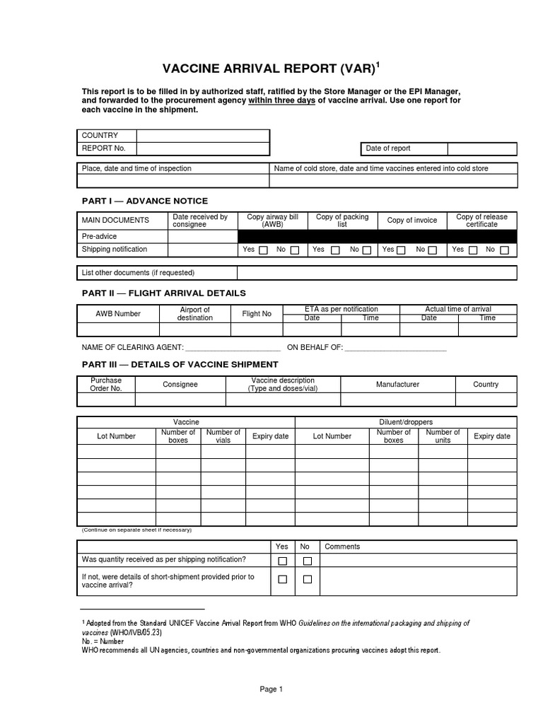 1. Blank VAR_English.pdf | Public Health | Medical