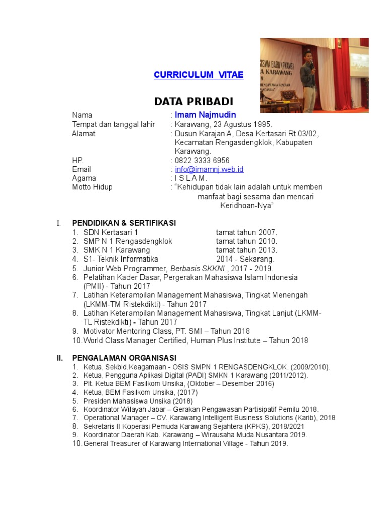 CV Imam Najmudin | PDF