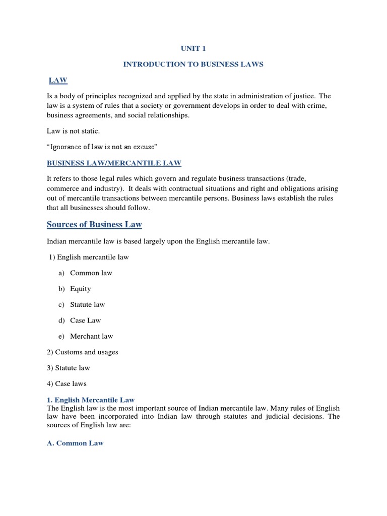 An Introduction to the Foundations and Scope of Business Law in India ...