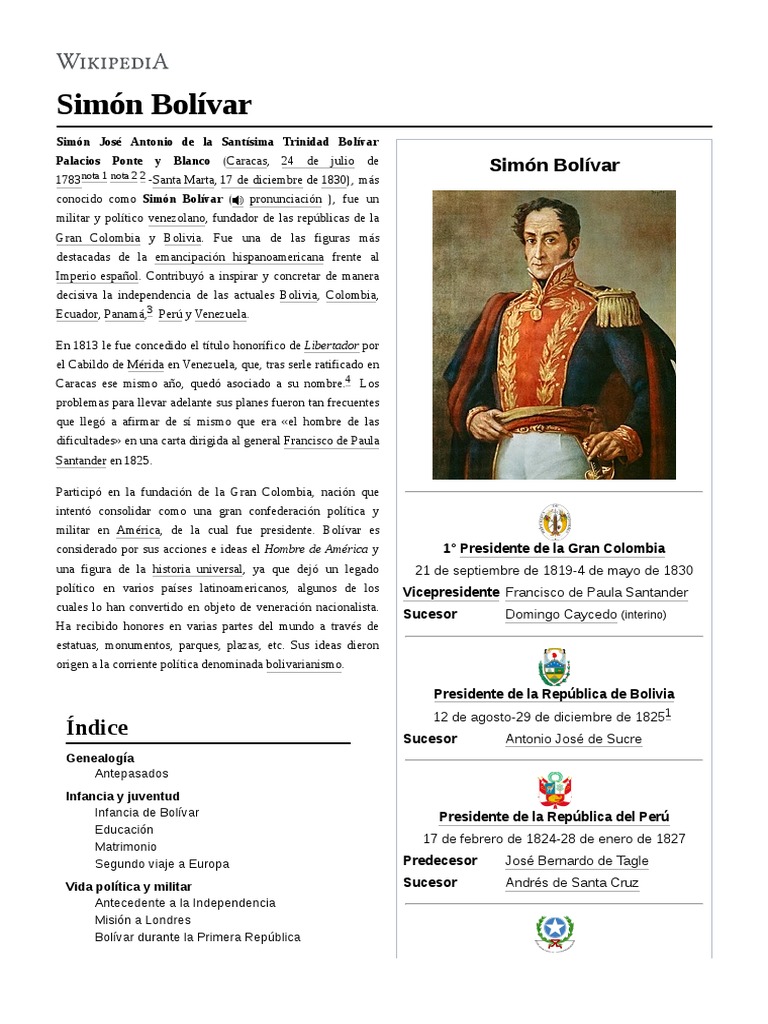Simón Bolívar | PDF | Venezuela | Imperio español