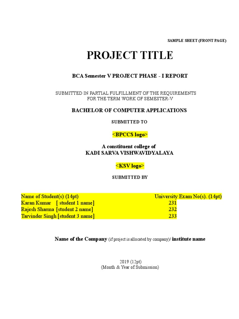BCA Project Phase-I Report Template | PDF | Feasibility Study | Business