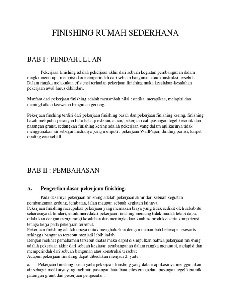 Finishing Rumah Sederhana | PDF