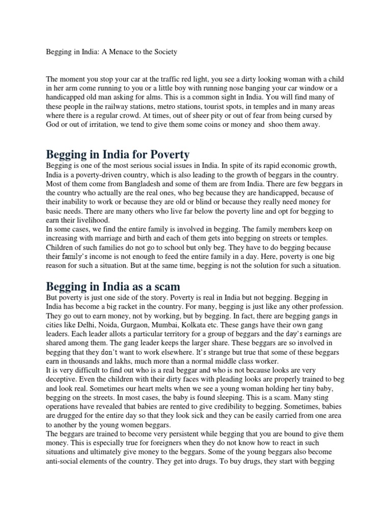 BEGGARY | Download Free PDF | Society | Poverty