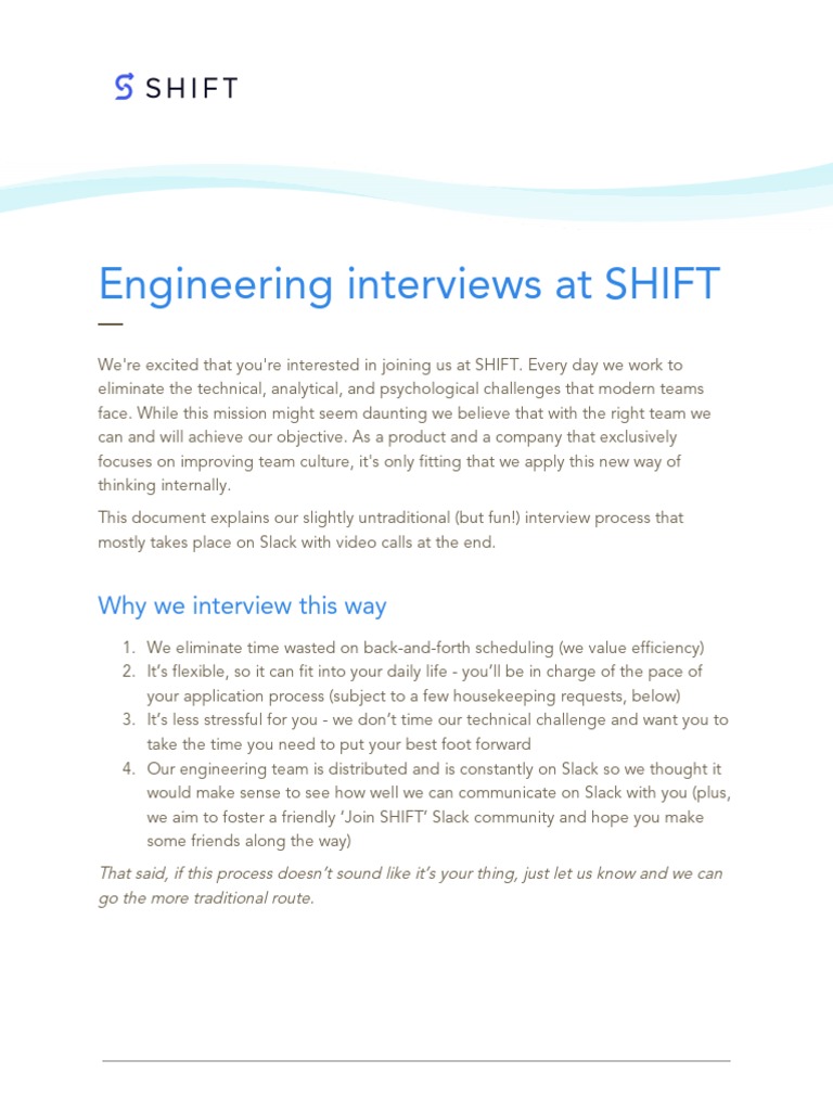 Engineering Interviews at SHIFT: Why We Interview This Way | PDF | Psychology | Cognition