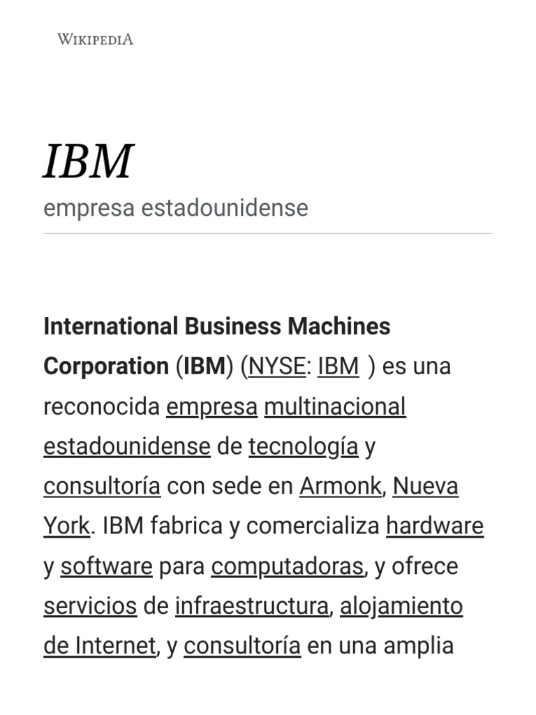 IBM - Wikipedia, La Enciclopedia Libre | PDF | Ibm | Hardware de la ...
