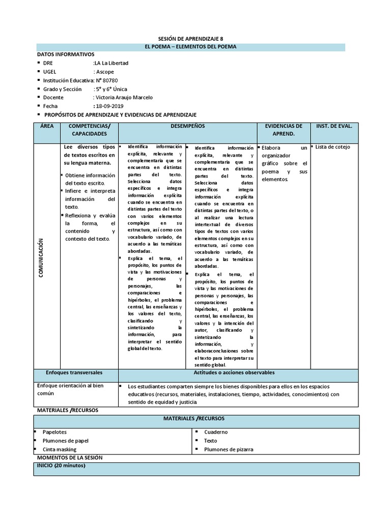 Elementos del poema | PDF | Información | Aprendizaje