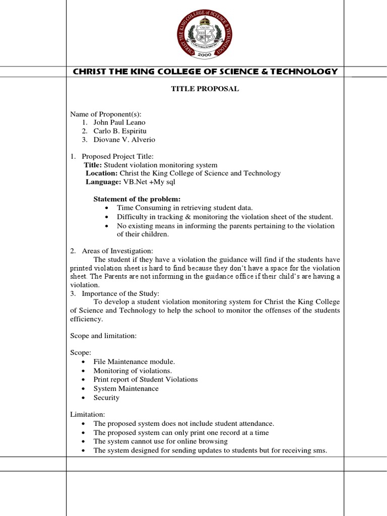 Title - Student Violation Record System | PDF