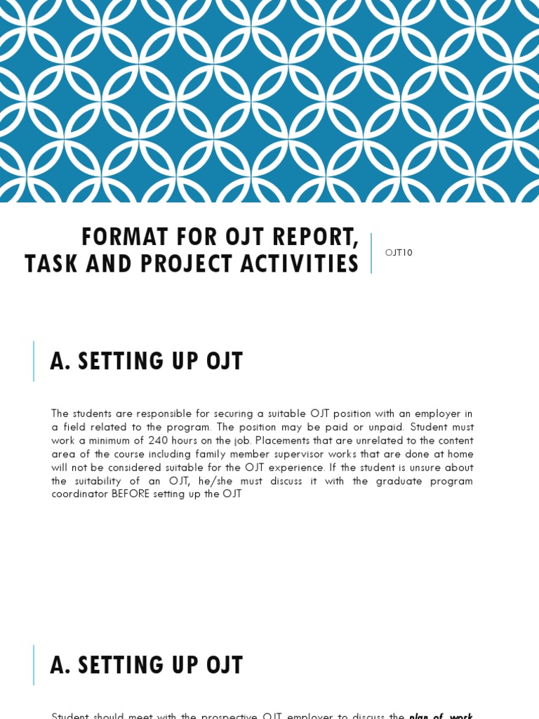 Format For OJT Report PDF | PDF | Graduate School | Employment