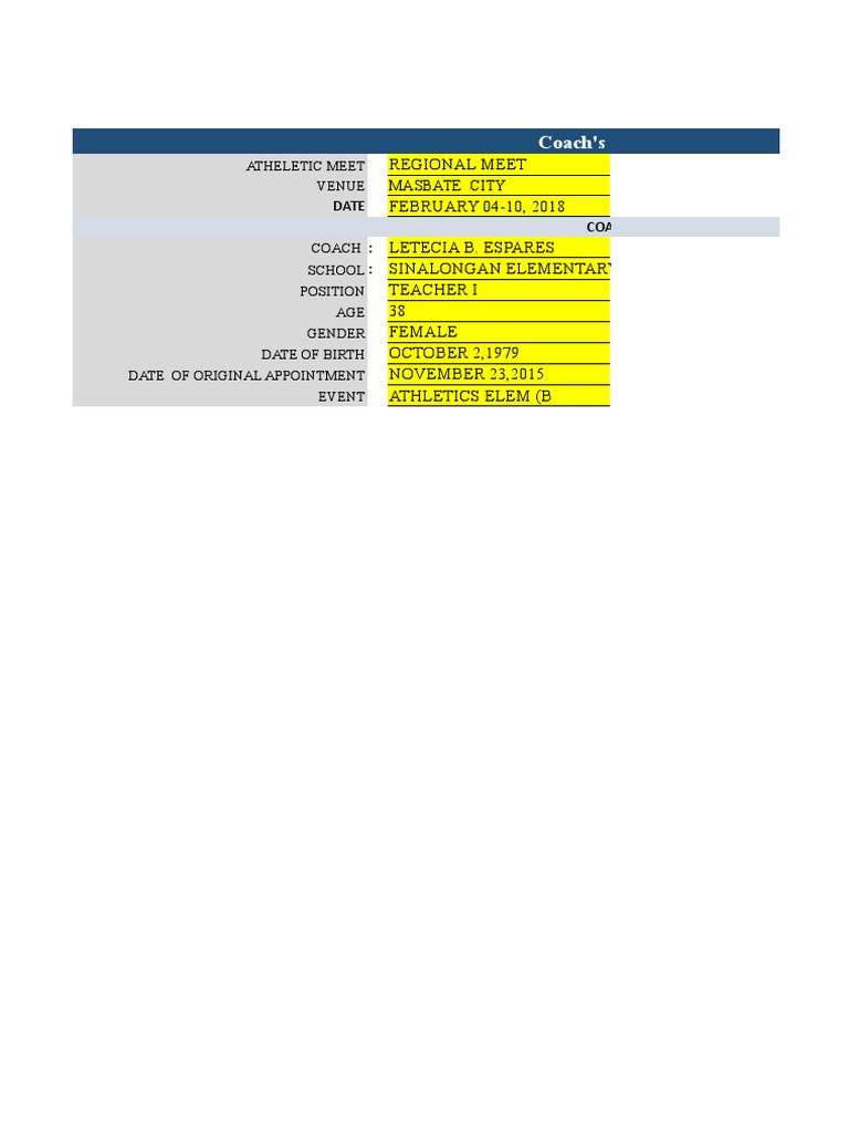 Coach's General Information | PDF | Affidavit | Physical Examination