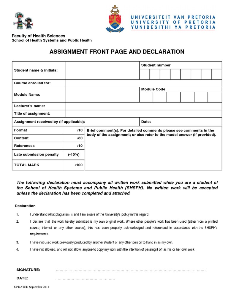Assignment Mark Frontpage | PDF