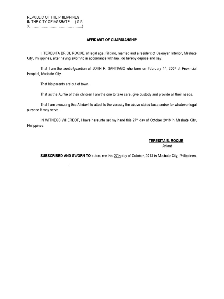 Certificate of Guardianship