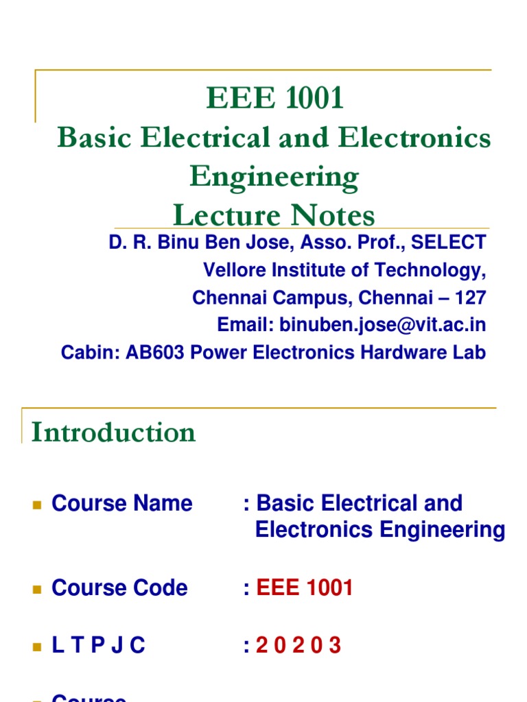 EEE1001 Course Slides | PDF | Series And Parallel Circuits | Electrical Impedance