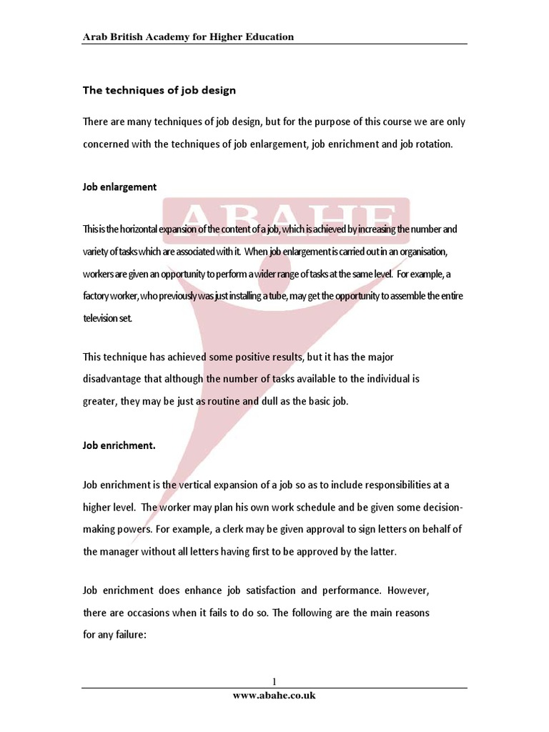 The Techniques of Job Design PDF | PDF | Business