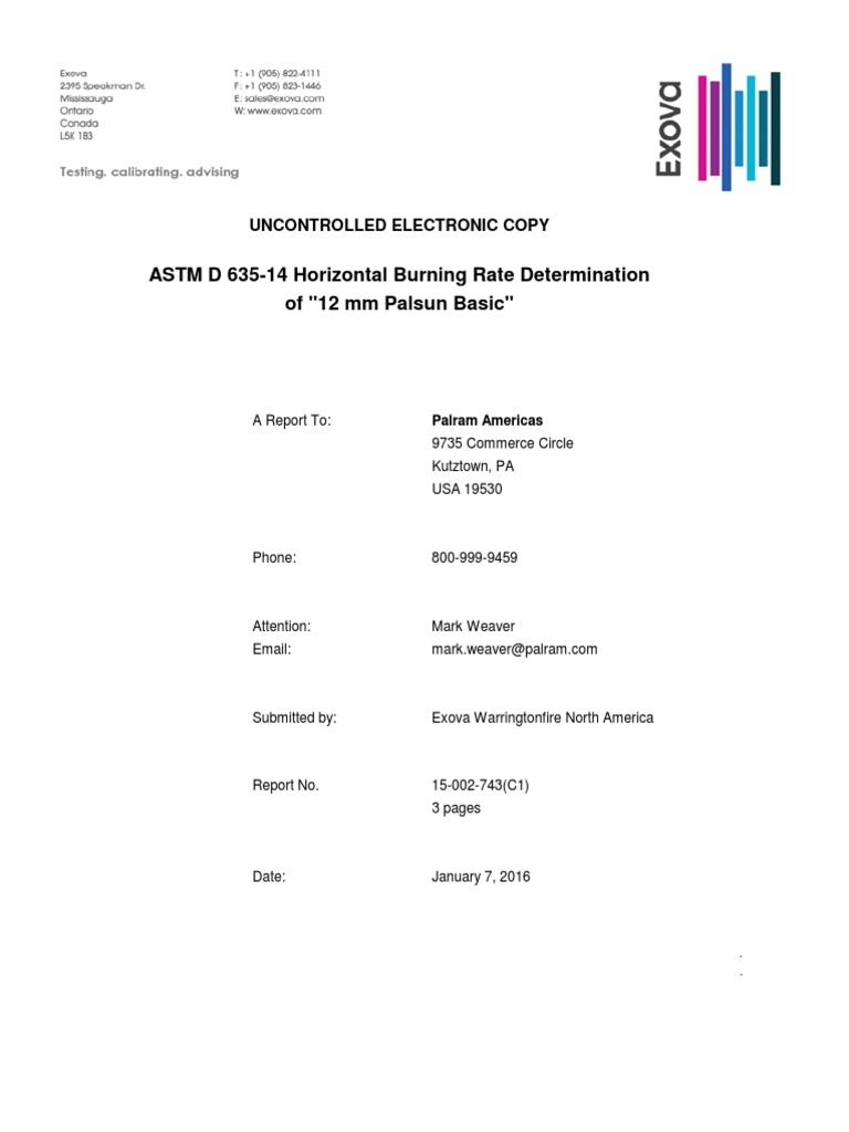 ASTM D 635-14 Burning Rate Test Report | PDF | Fires | Combustion