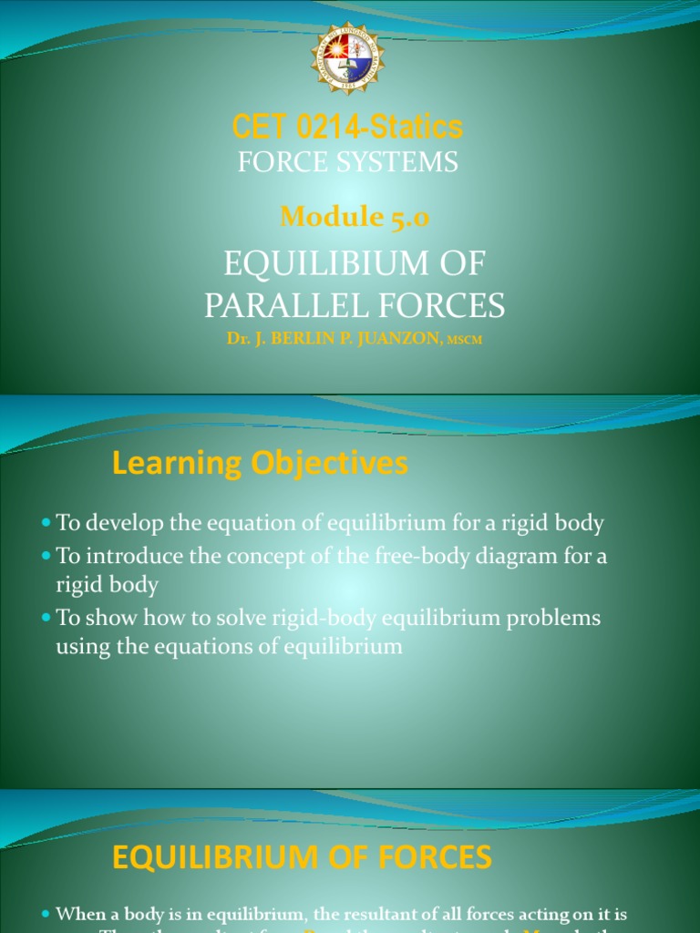 Module 5 Equilibrium of Parallel Forces | PDF | Science & Mathematics