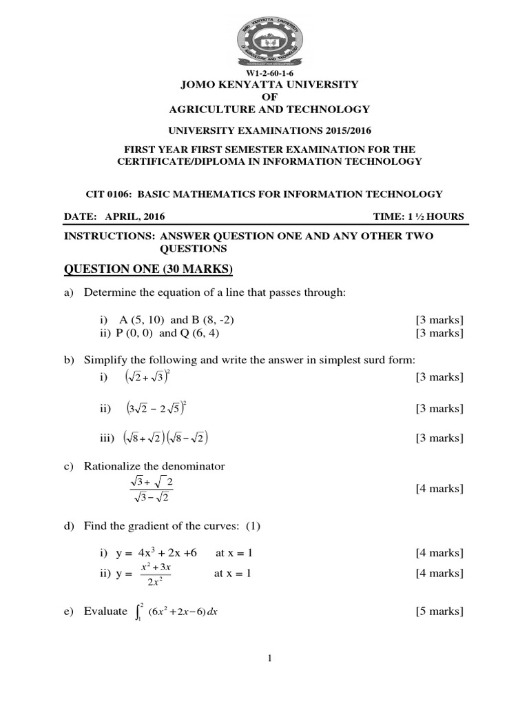 CIT 0106 Basic Maths For Information Technology | PDF | Compound ...