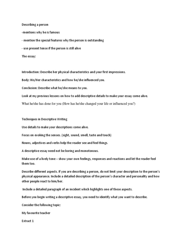 Describing A Person | PDF | Essays | Linguistic Typology