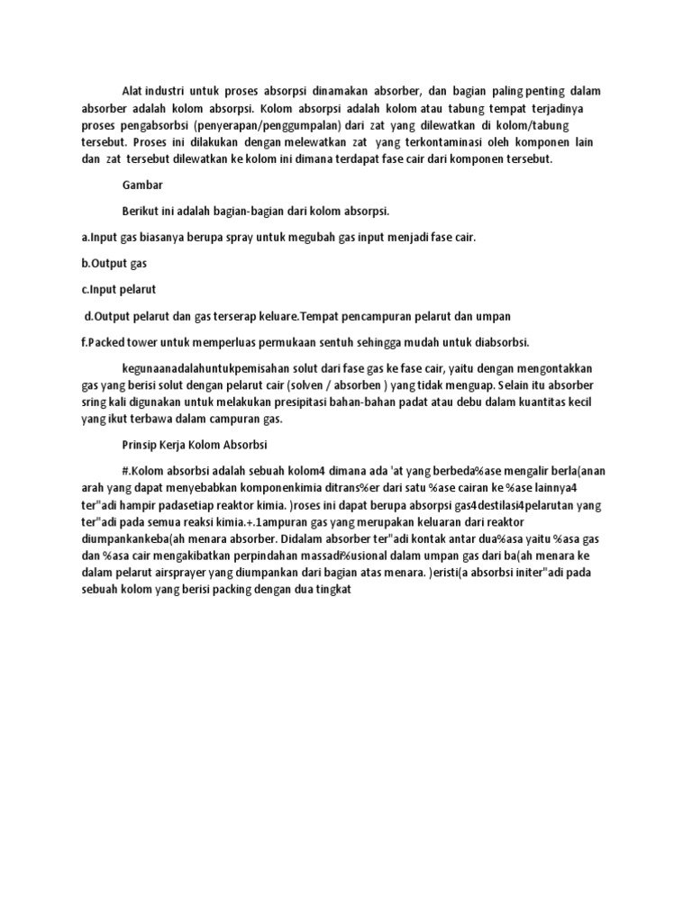 Alat Industri Untuk Proses Absorpsi Dinamakan Absorber | PDF
