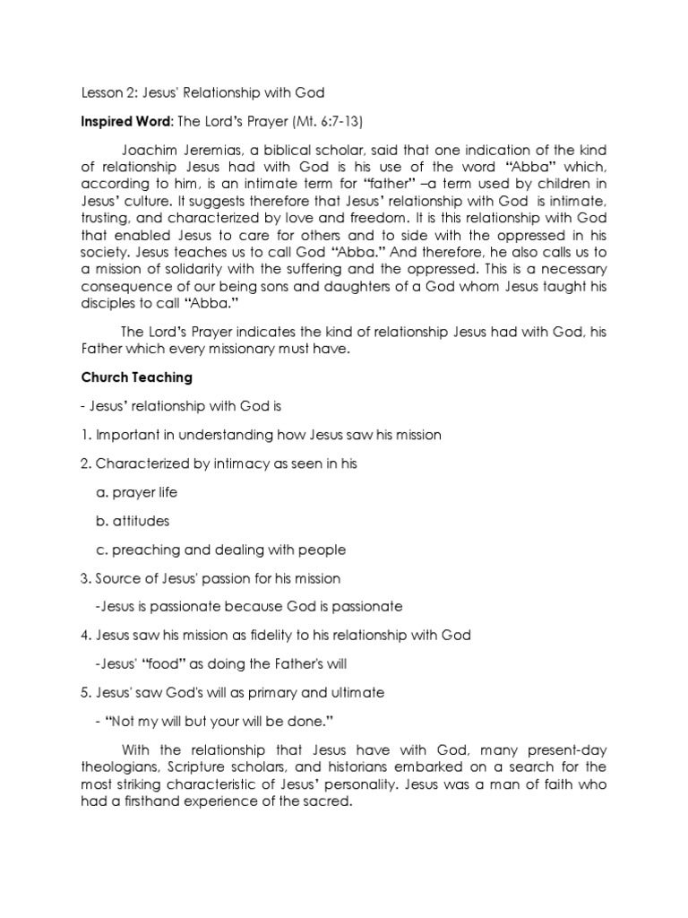 Jesus' Intimate Relationship with God | PDF | Missionary (Lds Church ...