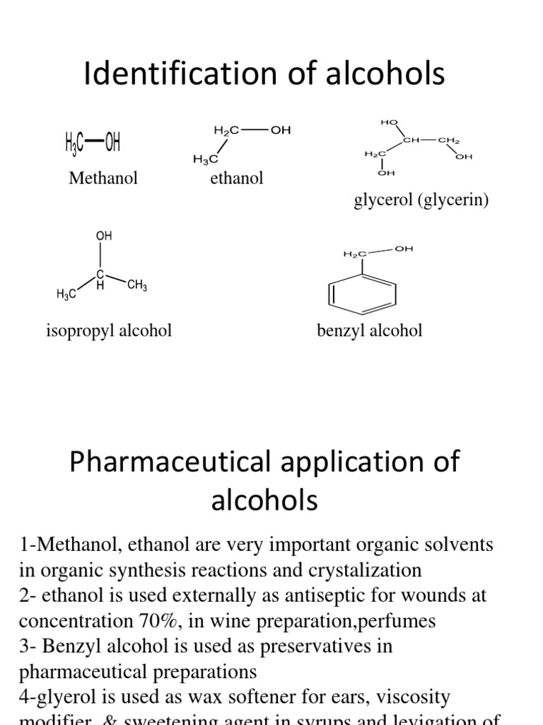 Identification of Alcohols: Methanol Ethanol Glycerol (Glycerin) | PDF ...