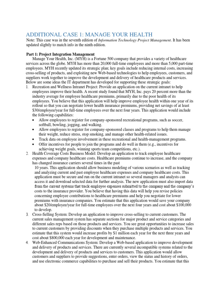 Case Study Health | PDF | Net Present Value | Employment