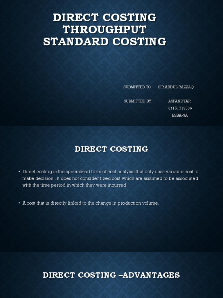 Standard Direct Throughput | PDF | Inventory | Cost