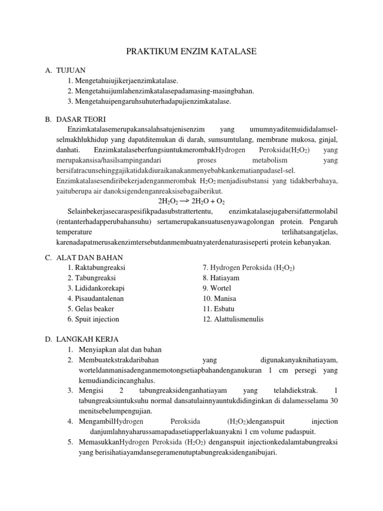 Laporan Praktikum Enzim Katalase | PDF