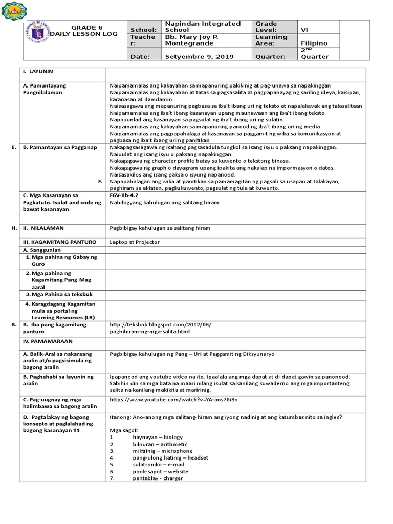 GRADE 6 Filipino | PDF