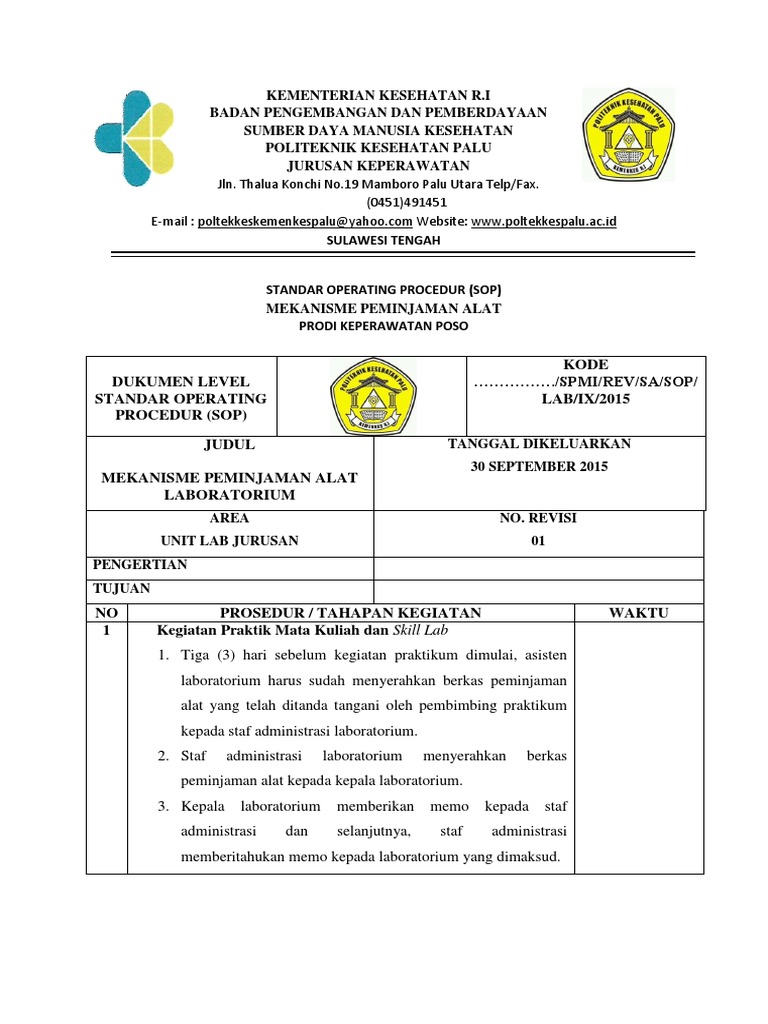 SOP Mekanisme Peminjaman Alat Laboratorium | PDF