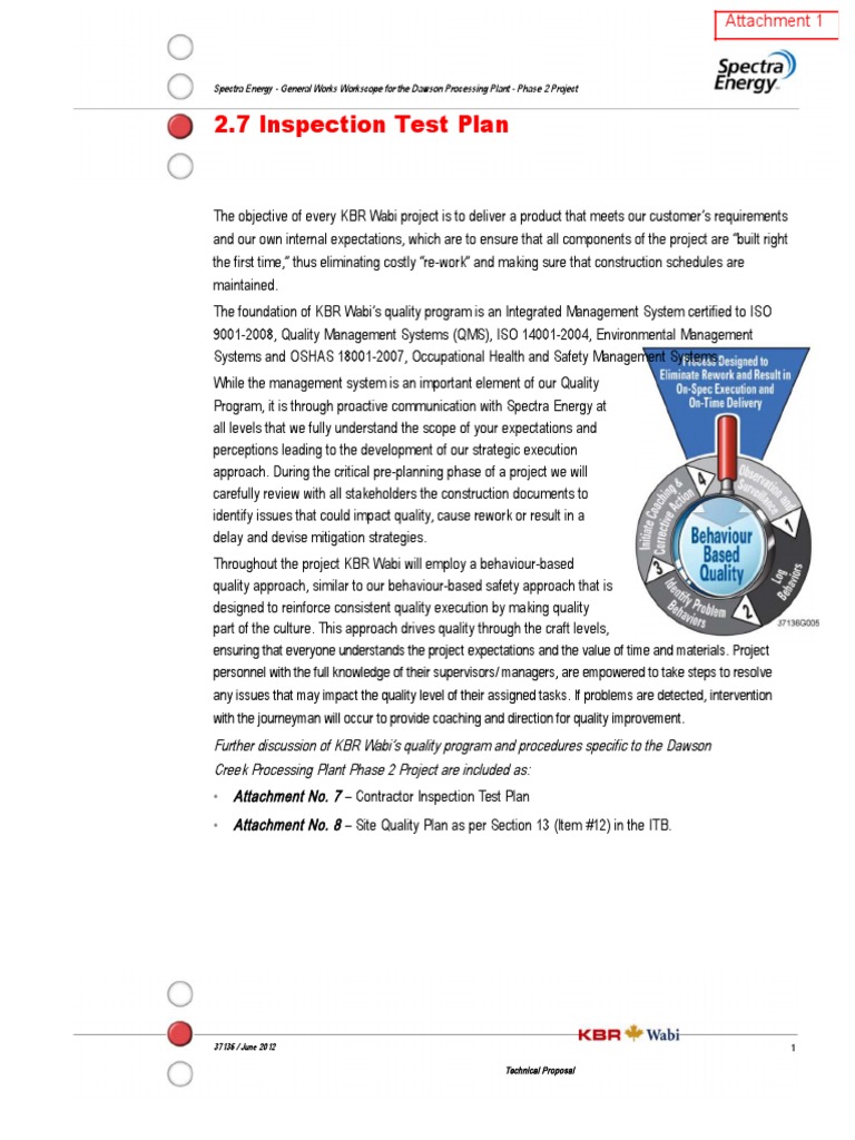 2.7 Inspection Test Plan | PDF | Quality Management | Nondestructive ...