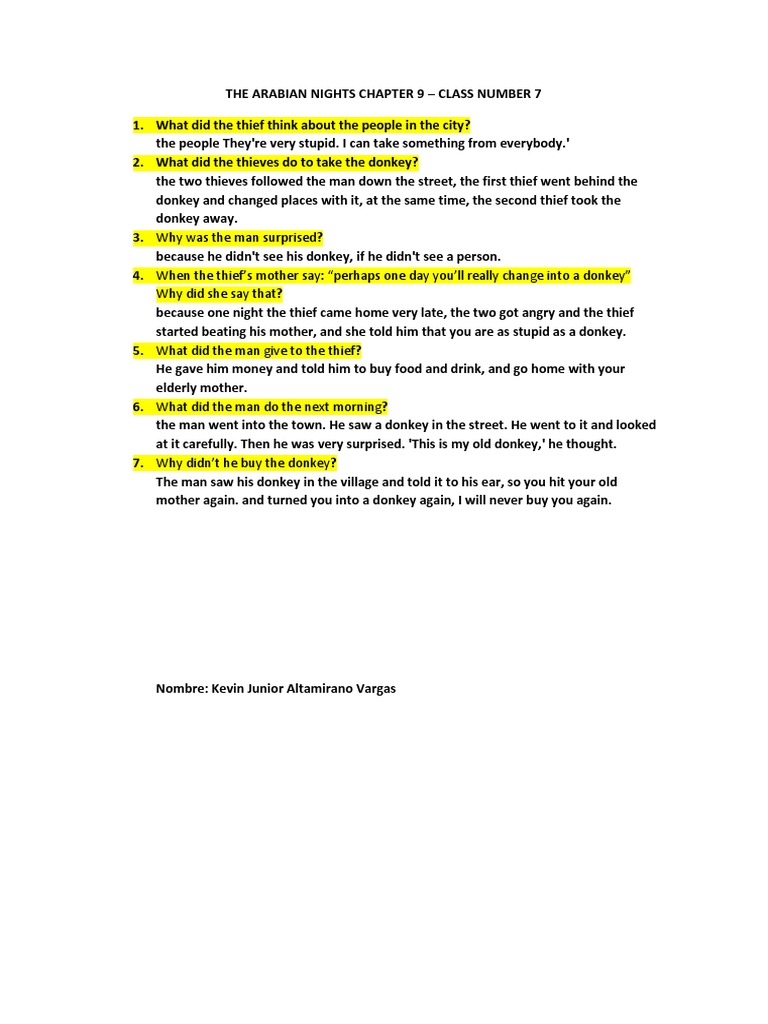 Tales From The Arabian Nights Class 7 | PDF