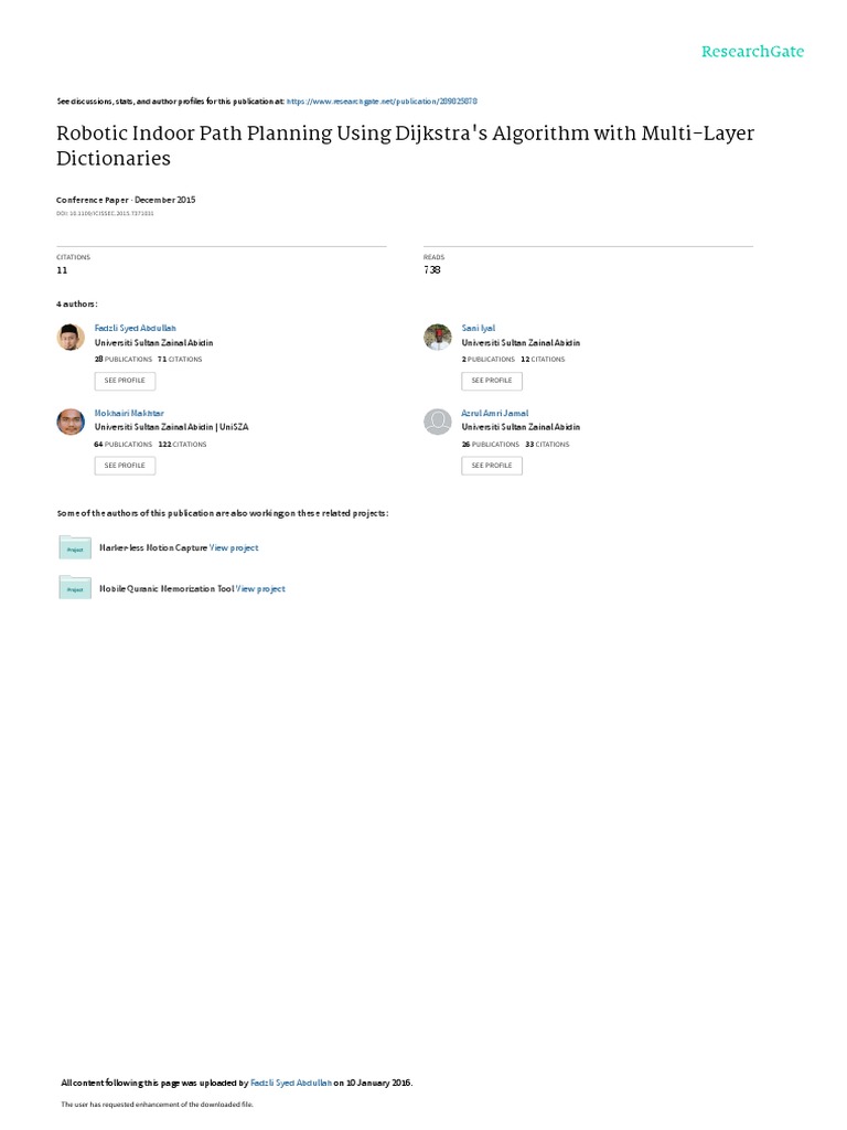 Robotic Indoor Path Planning Using Dijkstra's Algorithm With Multi-Layer Dictionaries | PDF ...